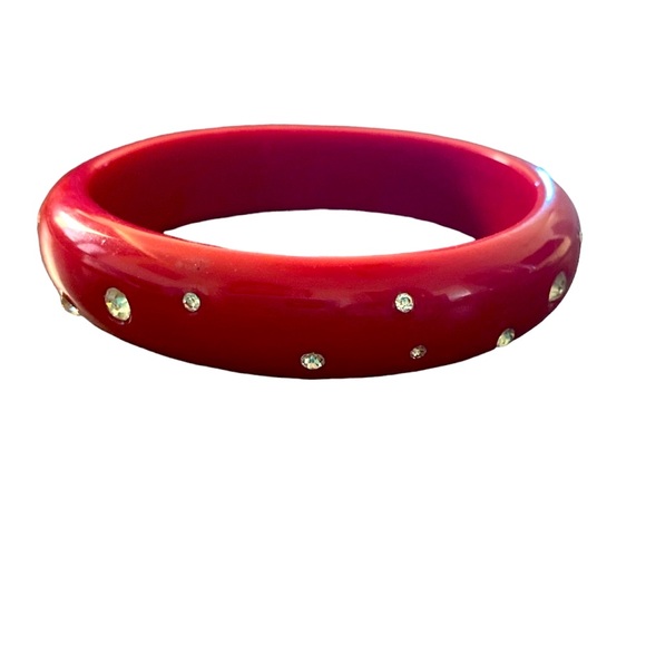 Jewelry | Vintage Resin Red Rhinestone Bangle Bracelet | Poshmark